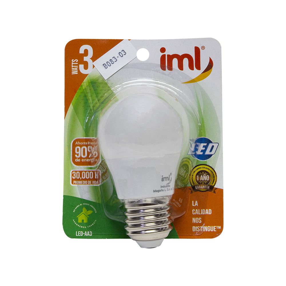 BOMBILLO LED MINI 3W E27 LUZ BLANCA IML LED-AA3 | Almacenes Bou