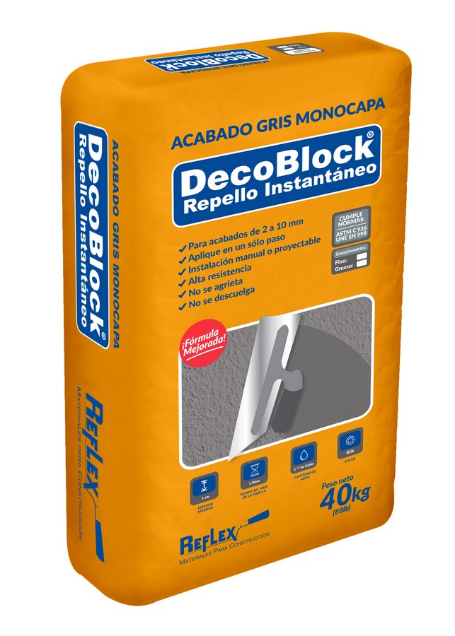 DECOBLOCK GRIS GRANO FINO INTERIOR 40KG. REFLEX | Almacenes Bou