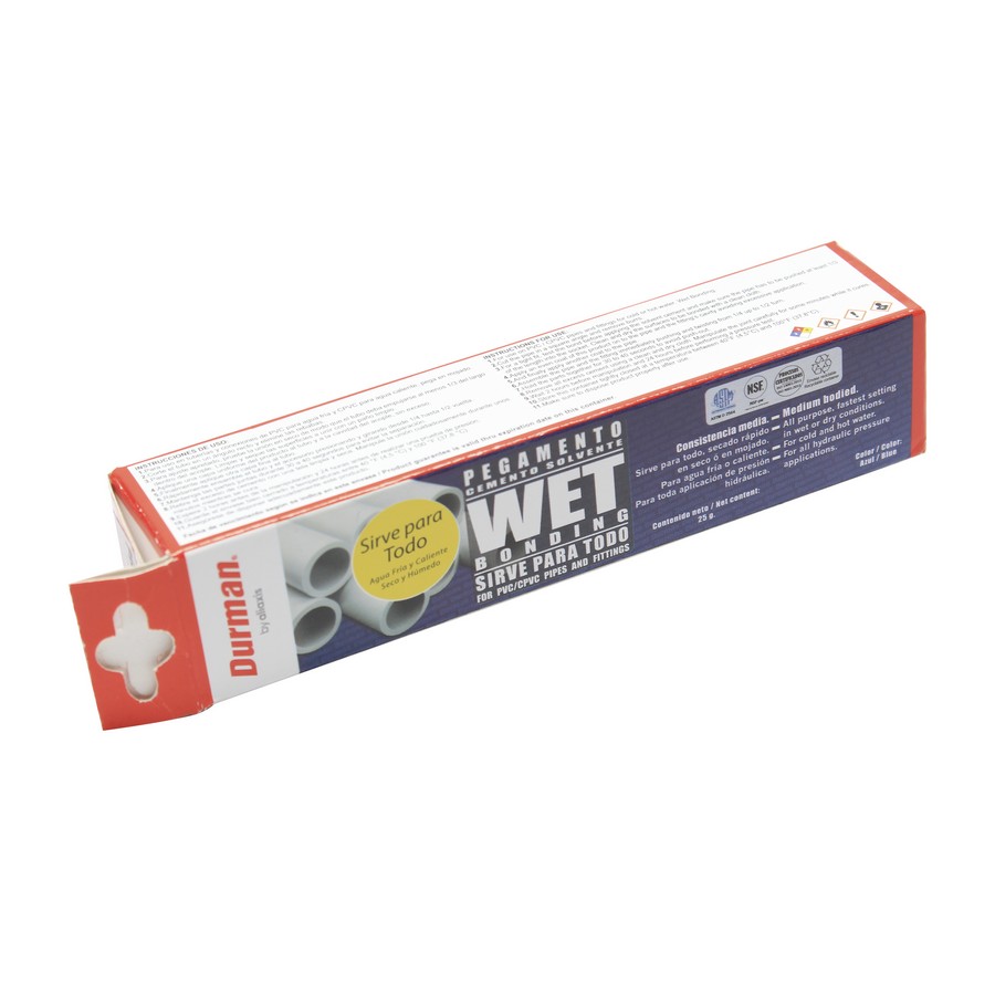 PEGAMENTO PVC/CPVC TODA PRESION WET BONDING 25GR. DURMAN | Almacenes Bou