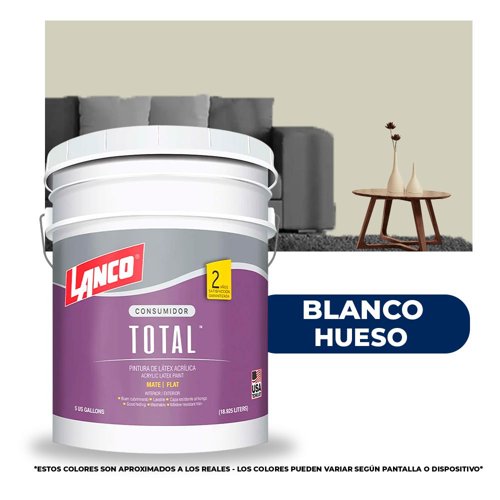 PINTURA TOTAL ACRILICA LATEX BLANCO HUESO CUBETA TL1439 | Almacenes Bou