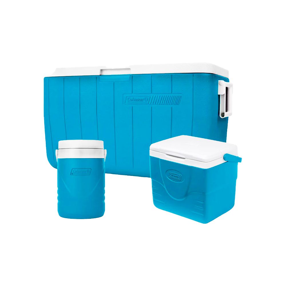 COMBO 3 PZAS. HIELERA 48QT. AZUL CLARO COLEMAN 113 | Almacenes Bou