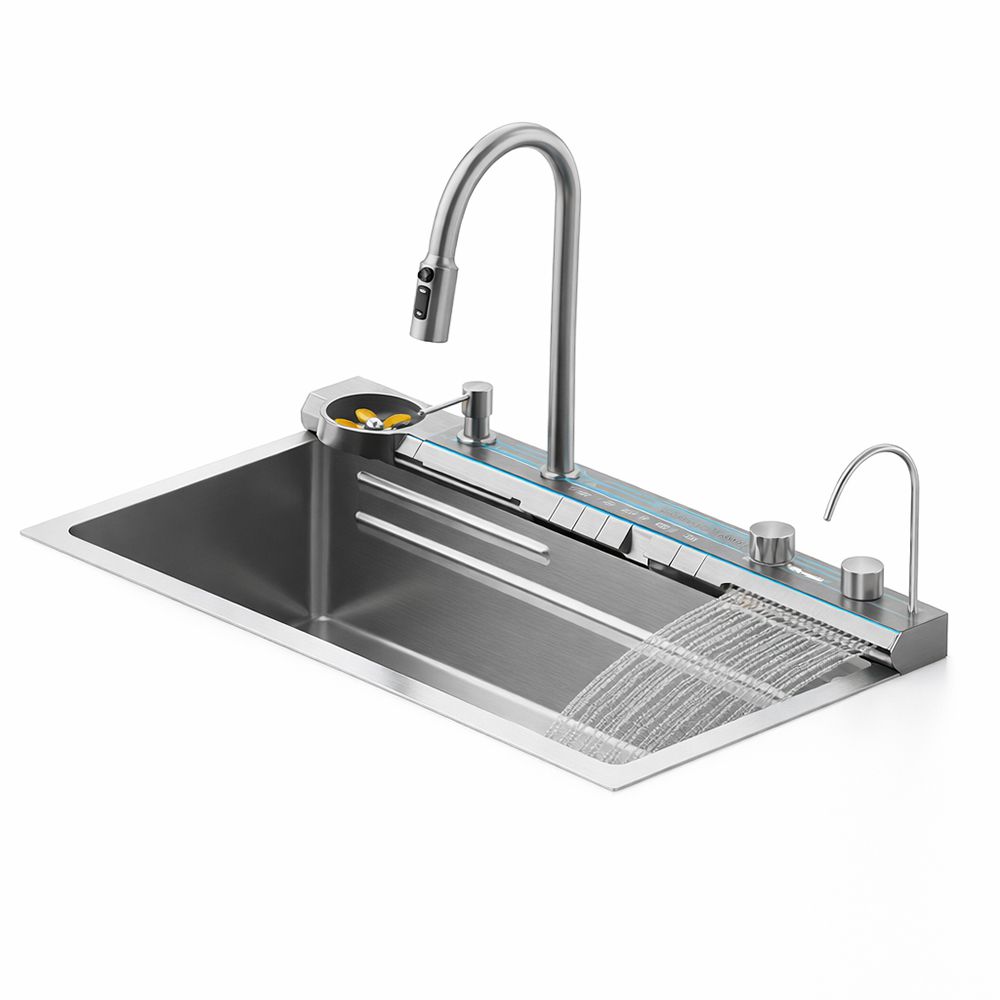 SET FREGADERO TODO EN UNO 75X45CM GRIS METALIZADO AQUAFINA A-7545SET-L ...