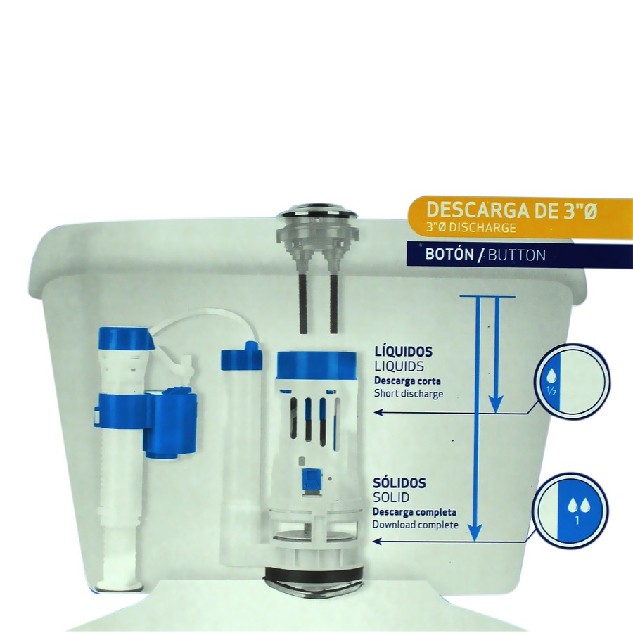 REPUESTO P/TANQUE INODORO 1 PIEZA-PUSH GRIVEN A367-MP010 | Almacenes Bou