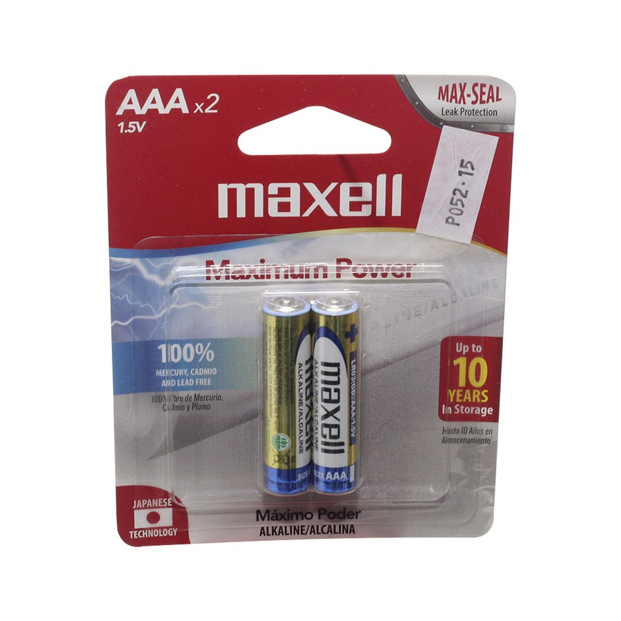 PILA ALCALINA TRIPLE A 1.5V MAXELL AAA-2BP (2 PACK) | Almacenes Bou