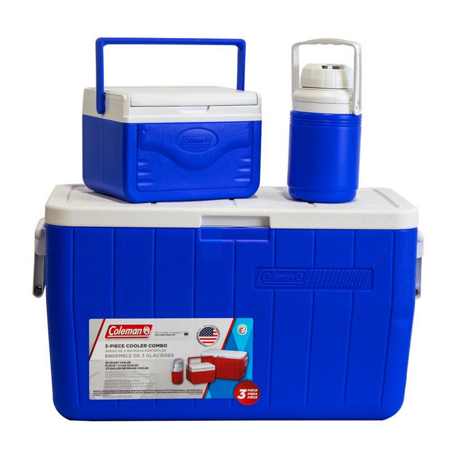 COMBO 3 PZAS. HIELERA 48QT. AZUL COLEMAN 842 (DESC) | Almacenes Bou